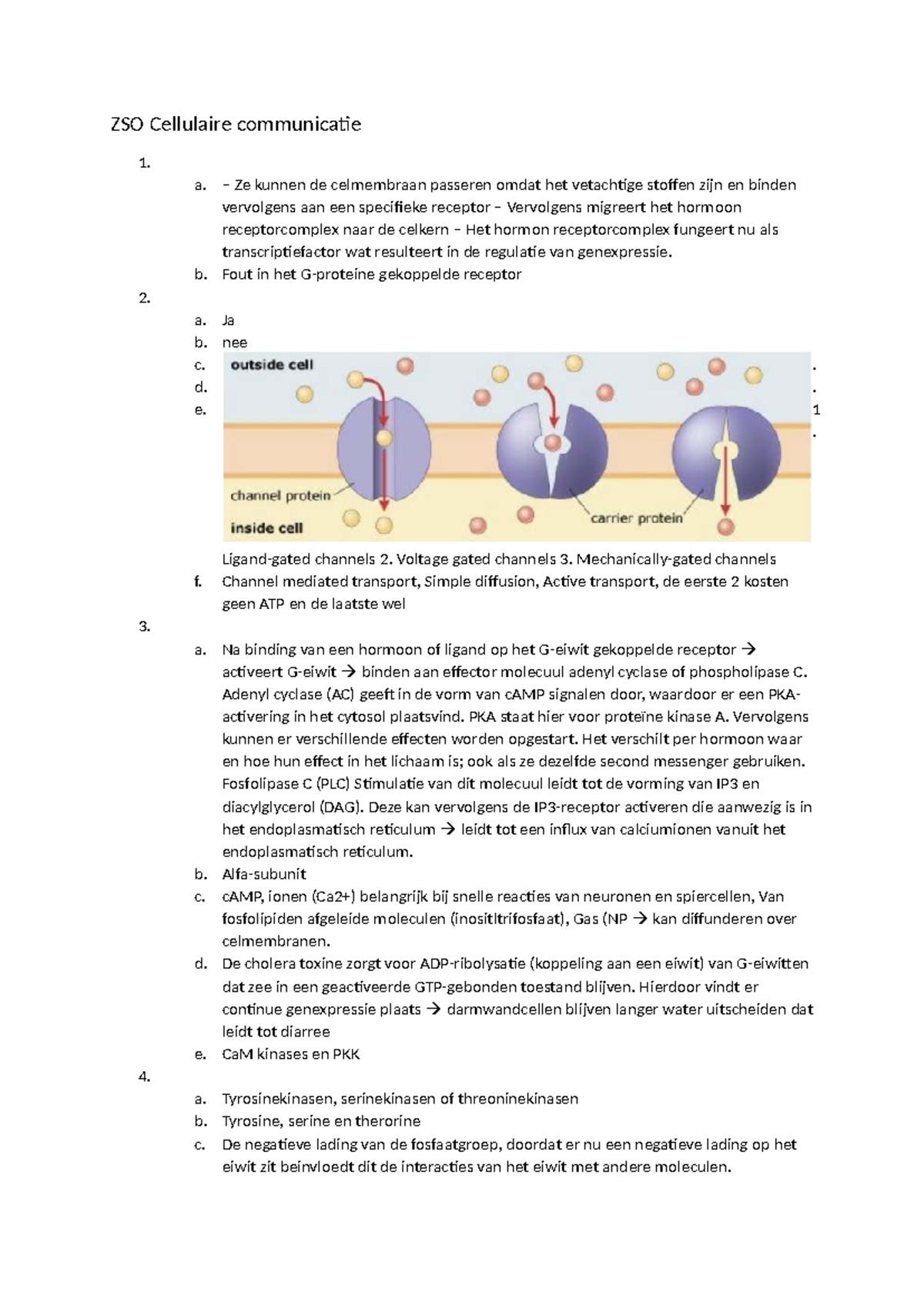 ZSO Cellulaire Communicatie: Mechanismen en Signaaltransductie ...