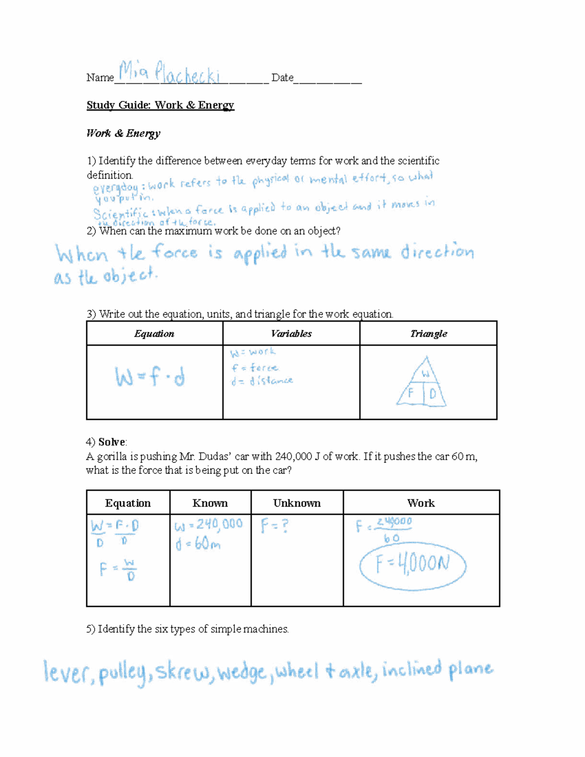 Study Guide: Work & Energy Concepts Overview (PHYS 101) - Studocu