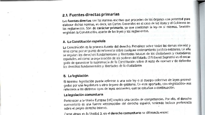 Fuentes Directas Primarias del Derecho en España - 611771336 - Studocu
