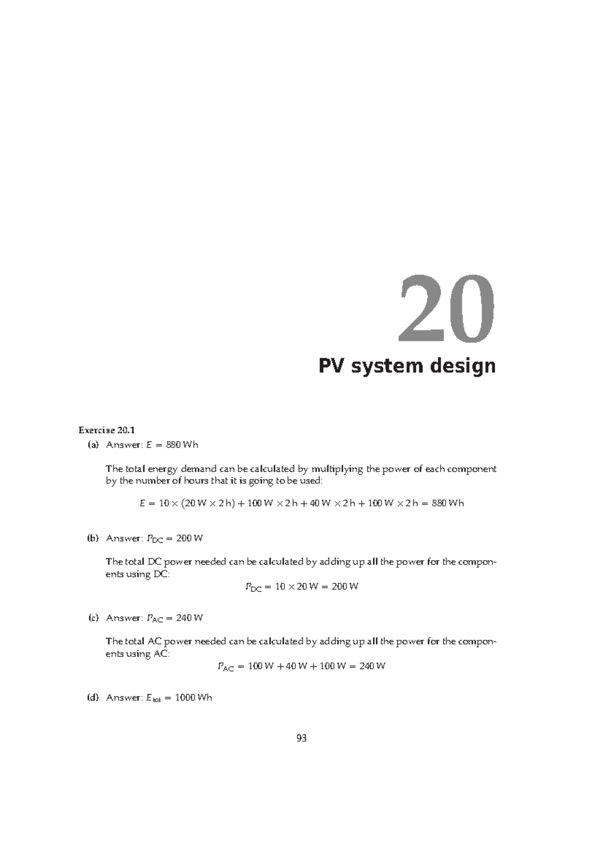 PV System Design Solutions: Chapter 20 Exercises Explained - Studeersnel