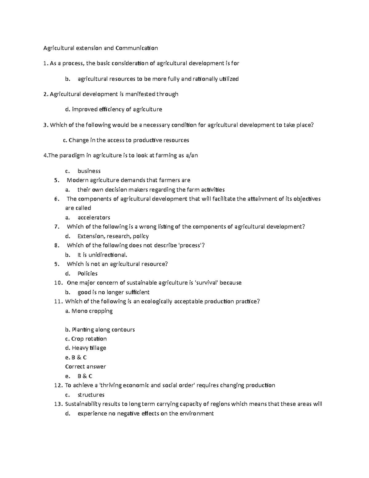 AGRI 101: Agricultural Extension & Communication Study Notes - Studocu