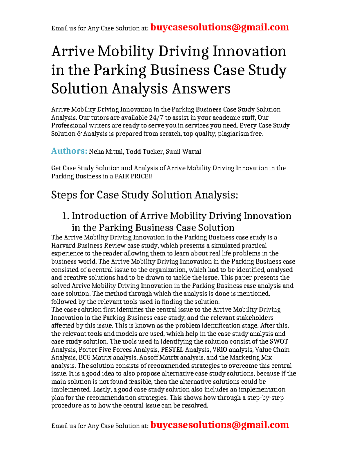 Arrive Mobility: HBR Case Study Solution & Analysis in Parking Business ...