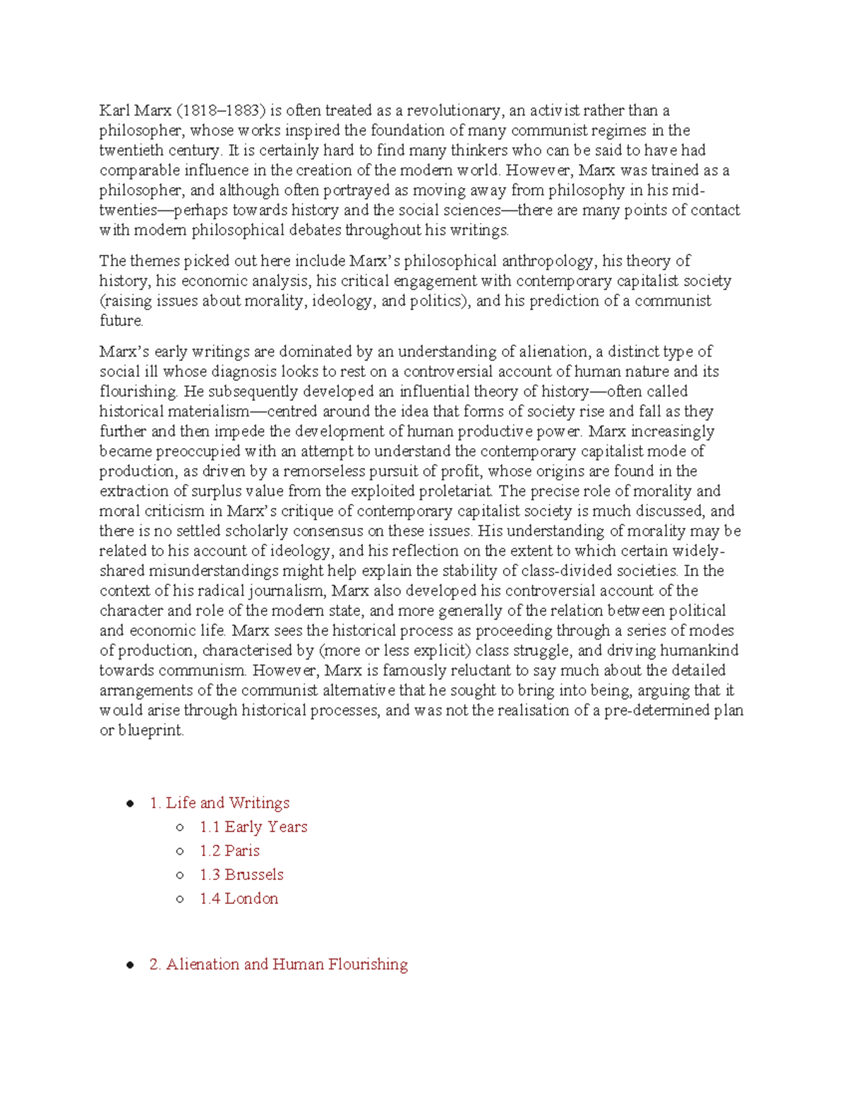 Karl Marx: Key Philosophical Concepts and Historical Impact - Studocu