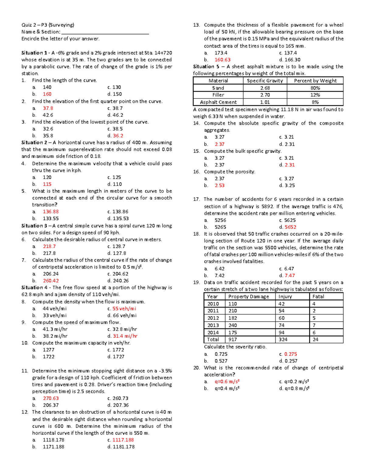 Quiz 2 Solutions for P3 (Surveying, MATH) - Studocu