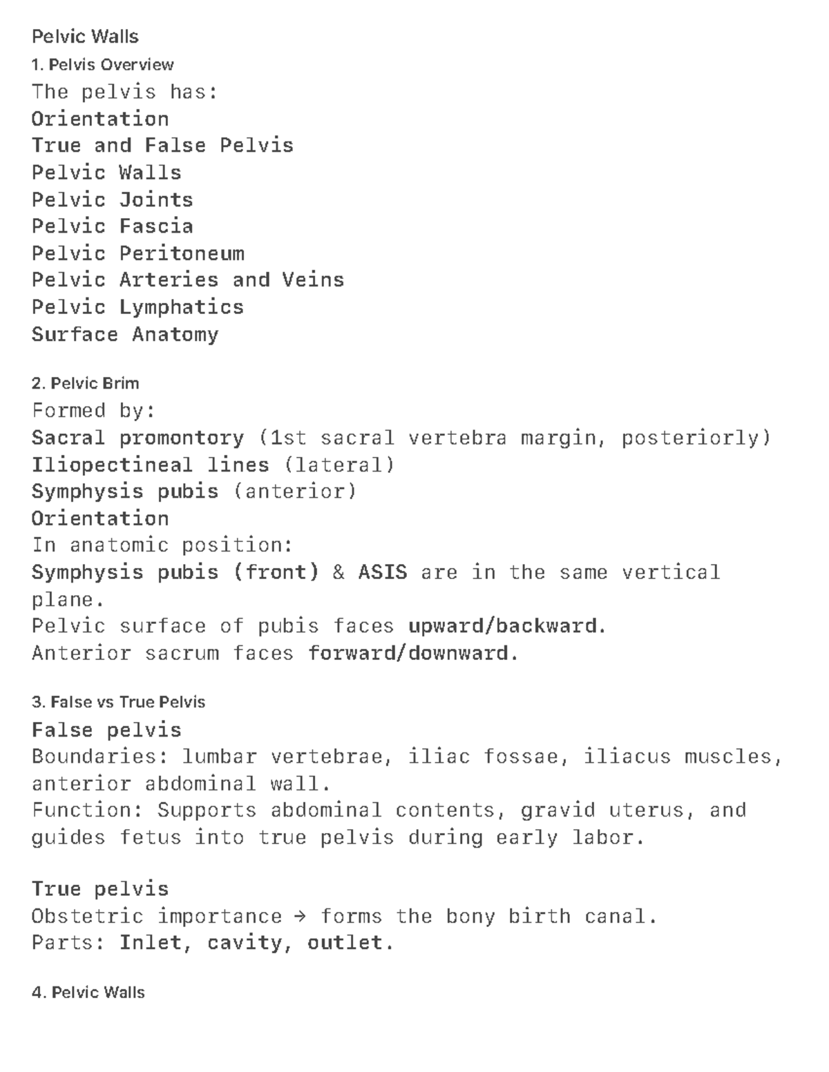 Pelvic Walls Overview - Anatomy Study Notes (ANAT 101) - Studocu