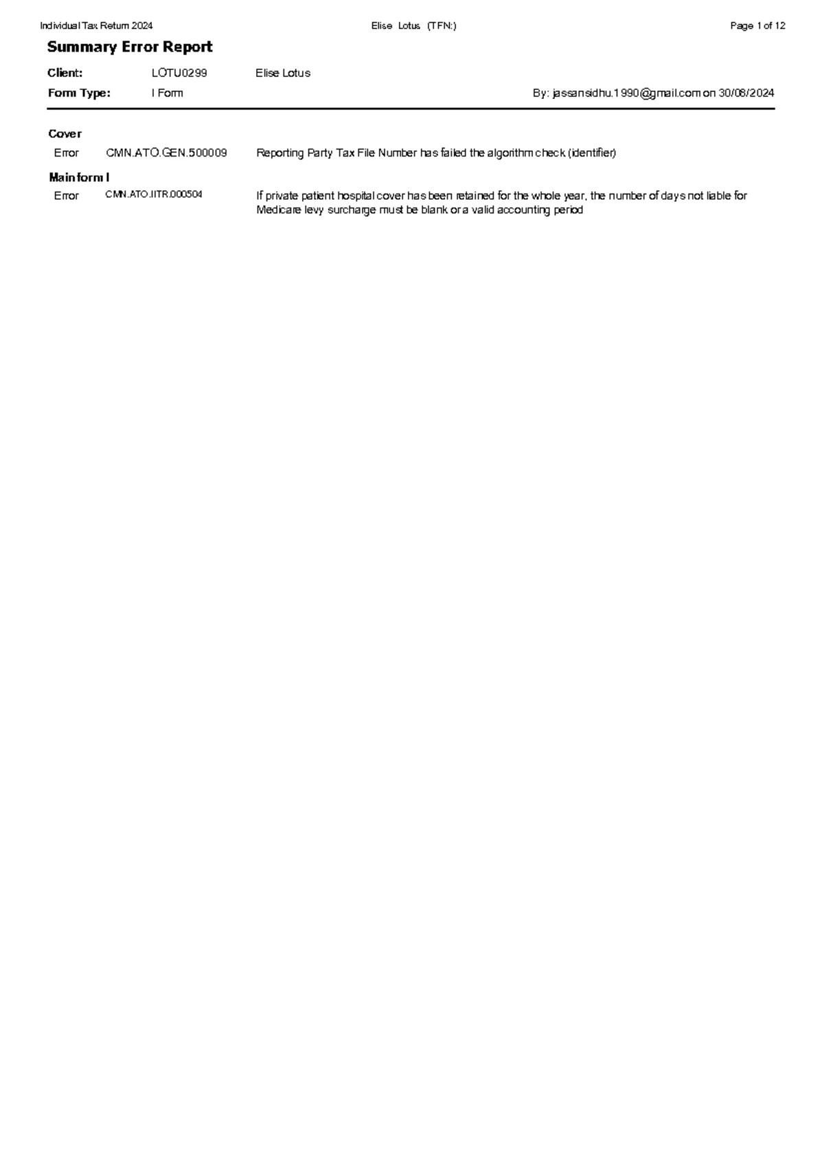 Elo - 2023 I Form Summary Error Report and Tax Return Worksheets - Studocu