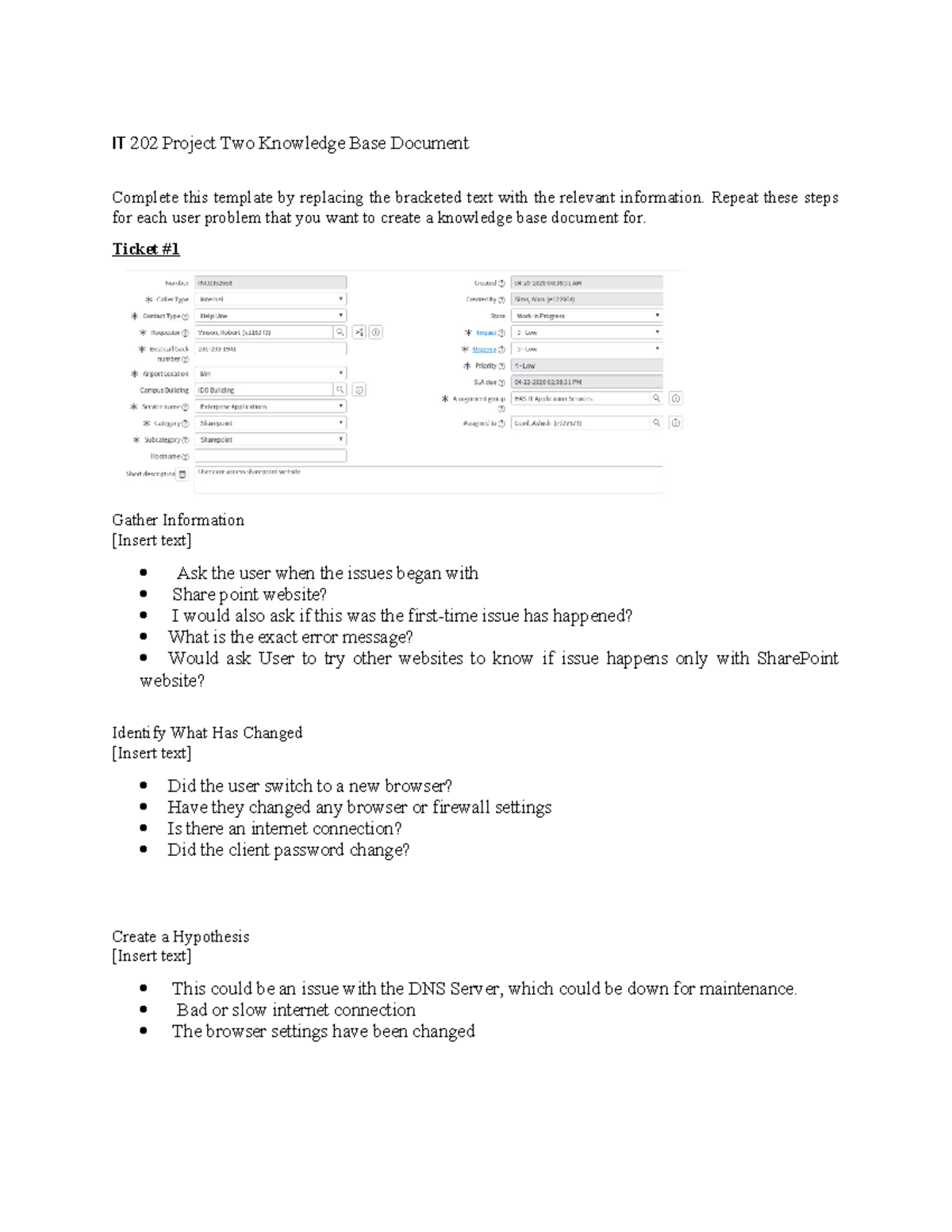 IT 202 Module 7 Project TWO Knowledge Base Document - Studocu