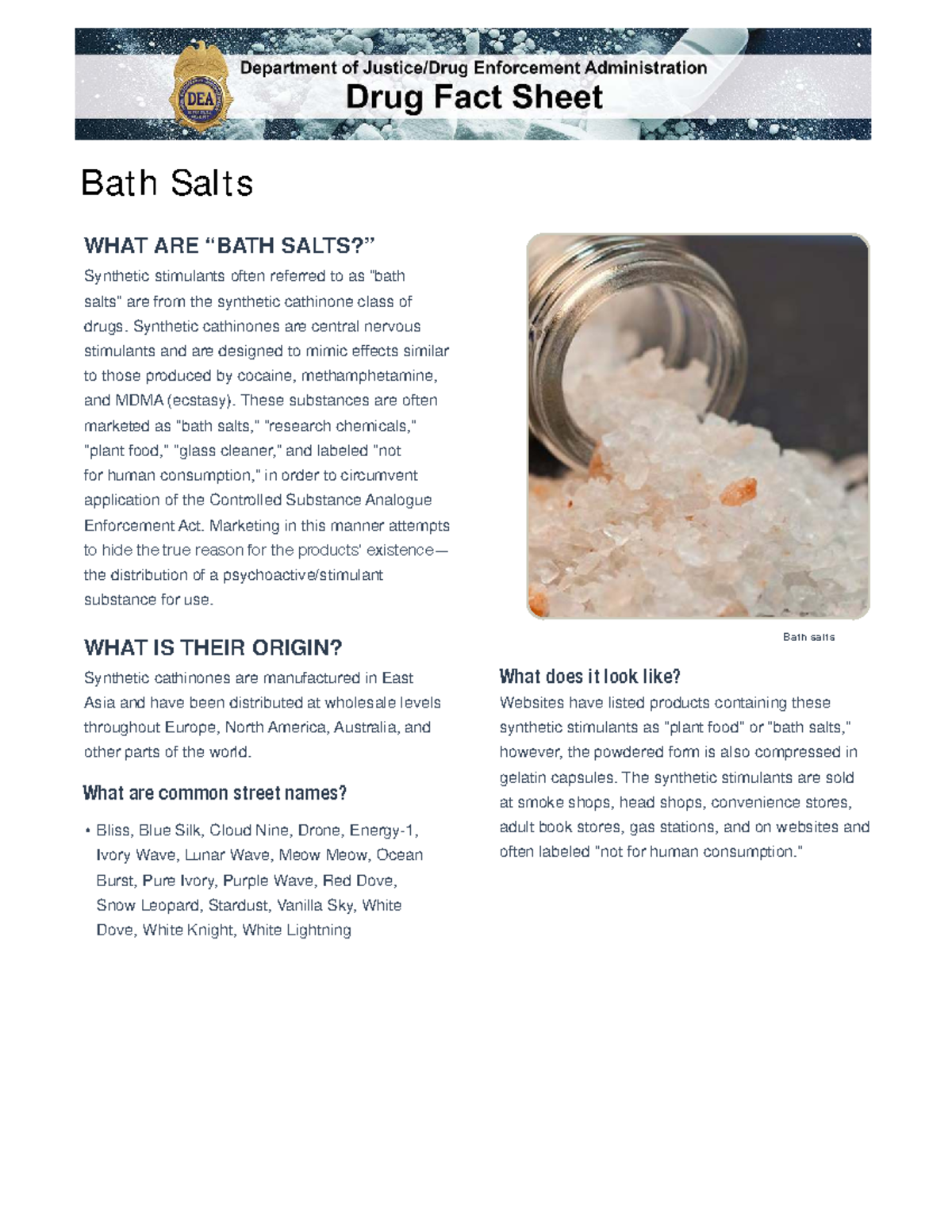 Bath Salts 2024: A Comprehensive Drug Fact Sheet on Synthetic ...