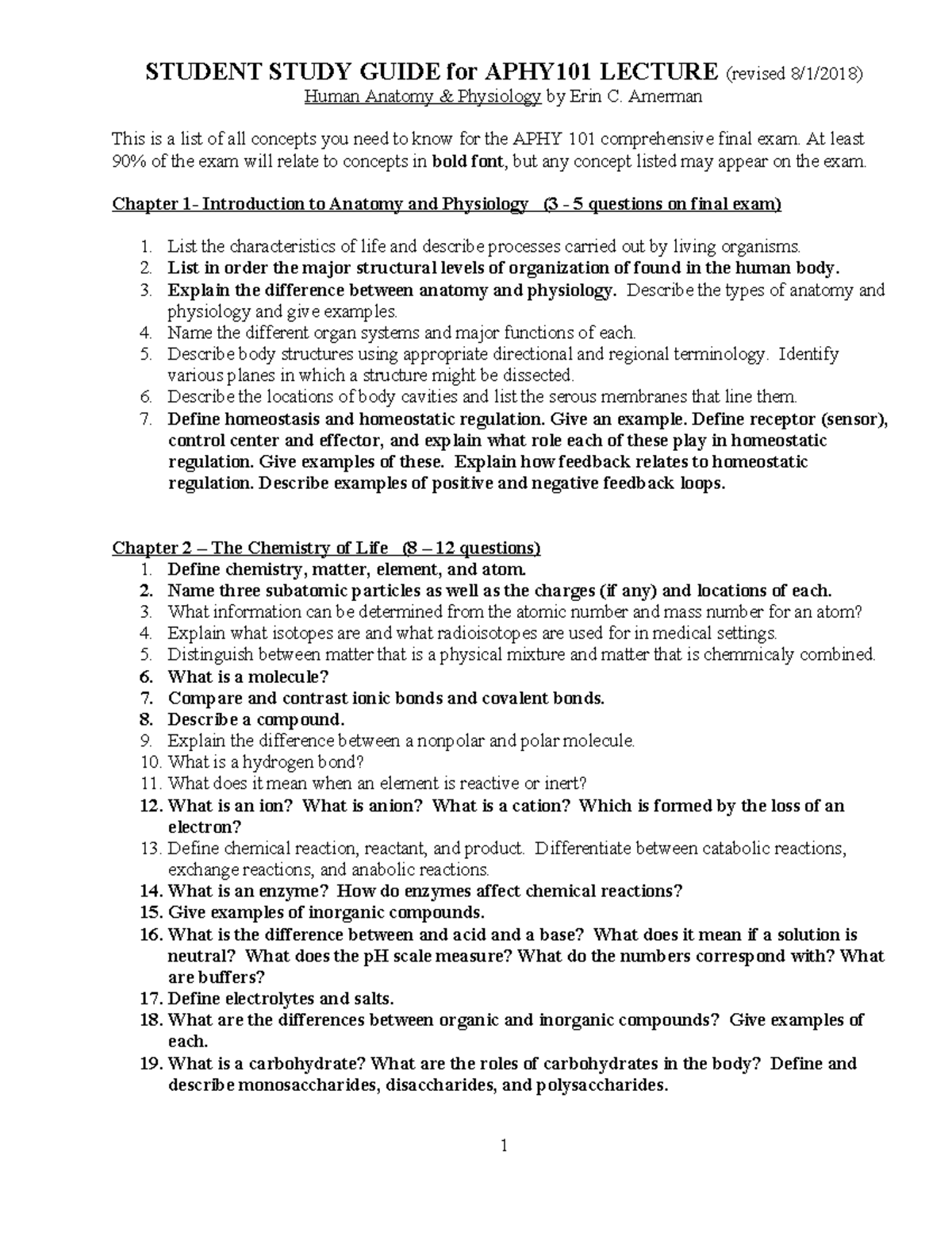 APHY101: Comprehensive Final Exam Study Guide for Human Anatomy ...