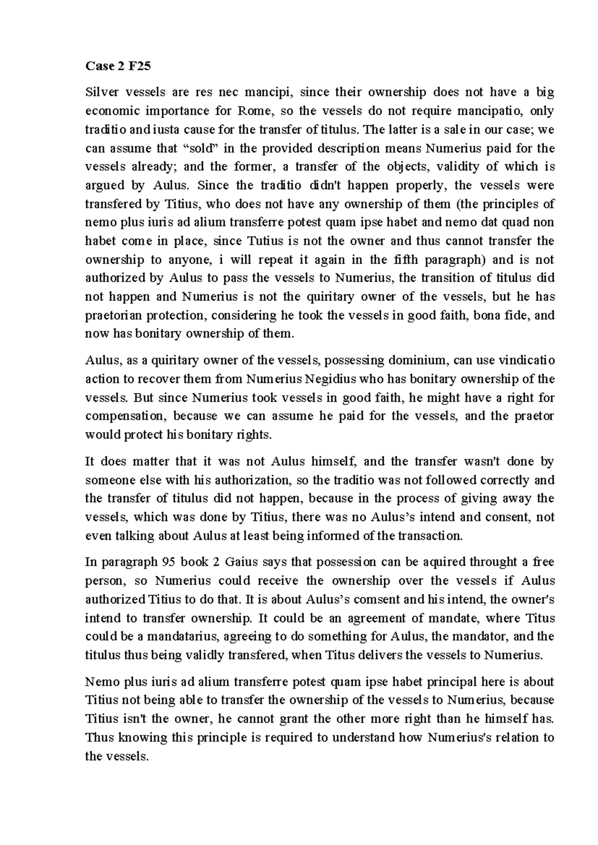 Case Study 2 F2025: Ownership Transfer of Silver Vessels Explained ...
