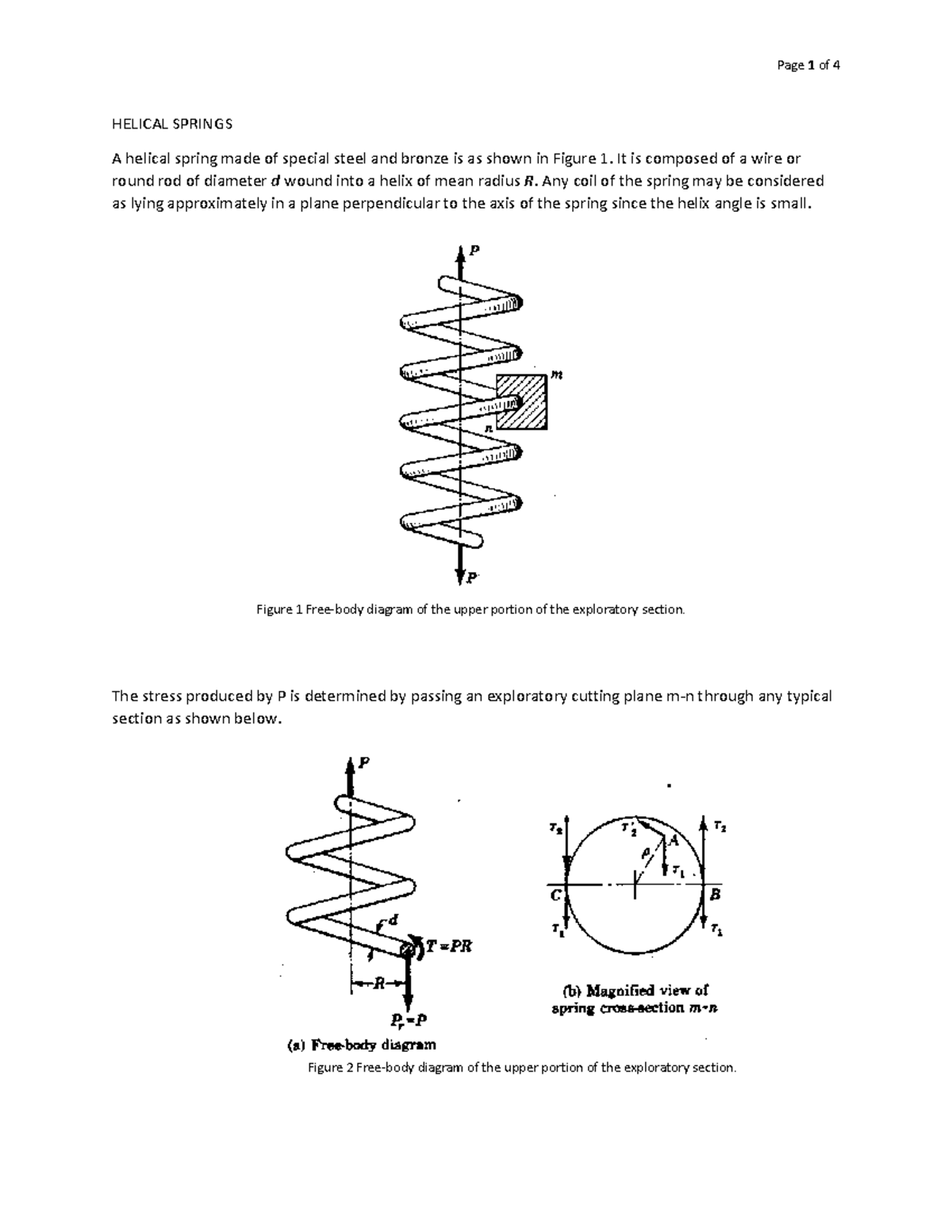HE 101 Lecture Notes: Shear Stress in Helical Springs - Studocu