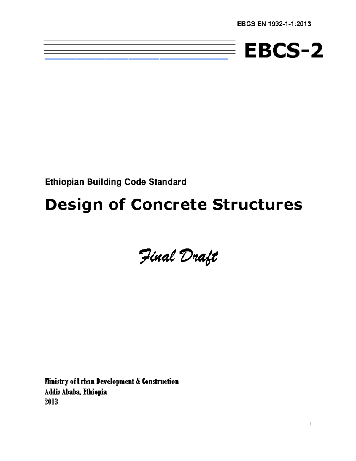 EBCS EN 2013 Final Draft: Ethiopian Building Code for Concrete ...