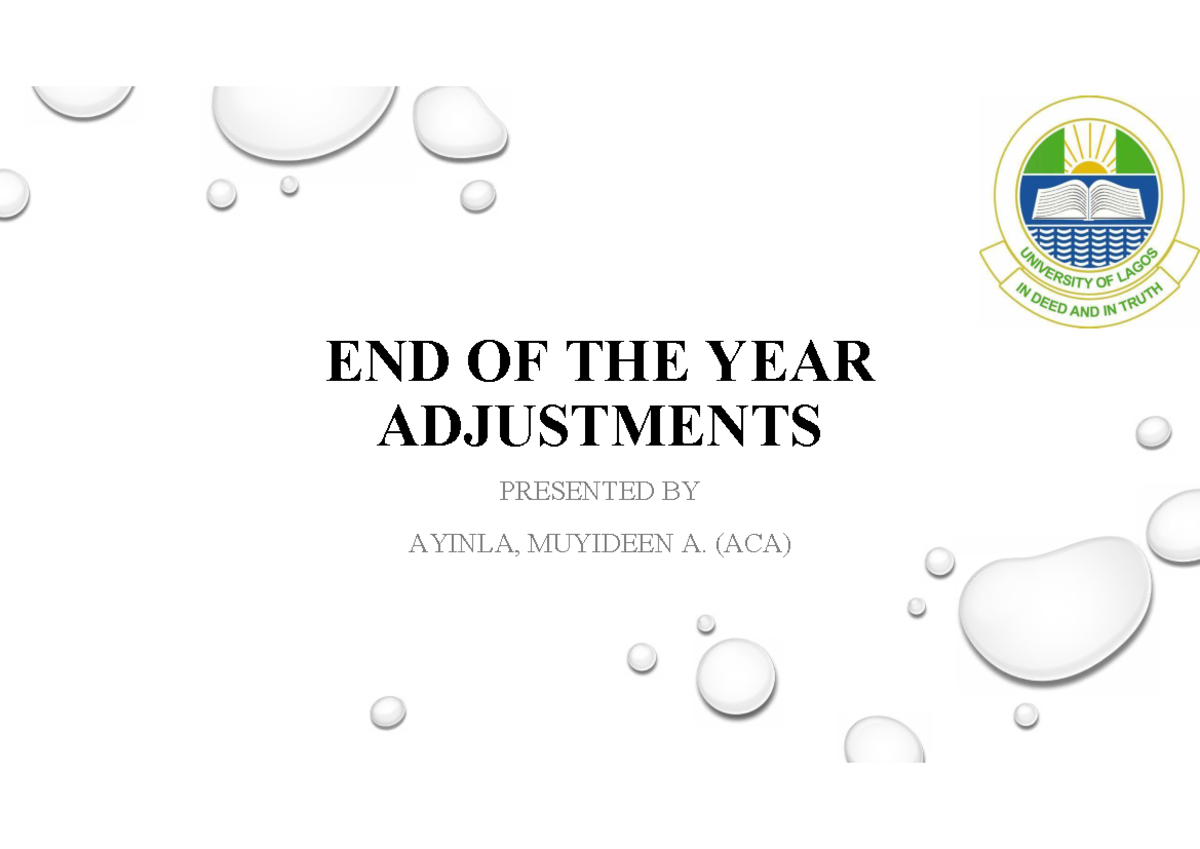 7. End of Year Adjustments: Key Concepts and Examples - Studocu