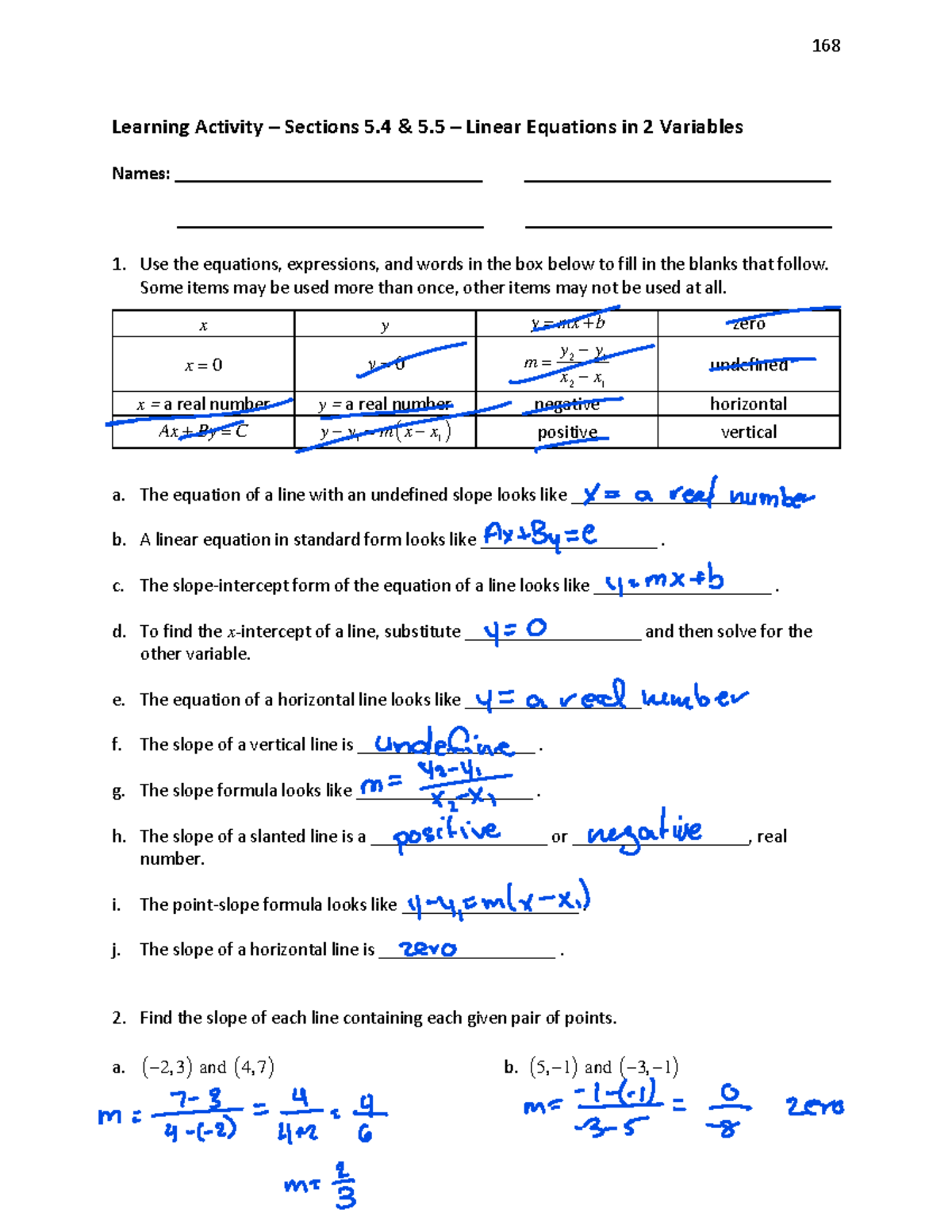 M1105C LA 5.4 & 5.5 Linear Equations in 2 Variables W PG NUMS ...