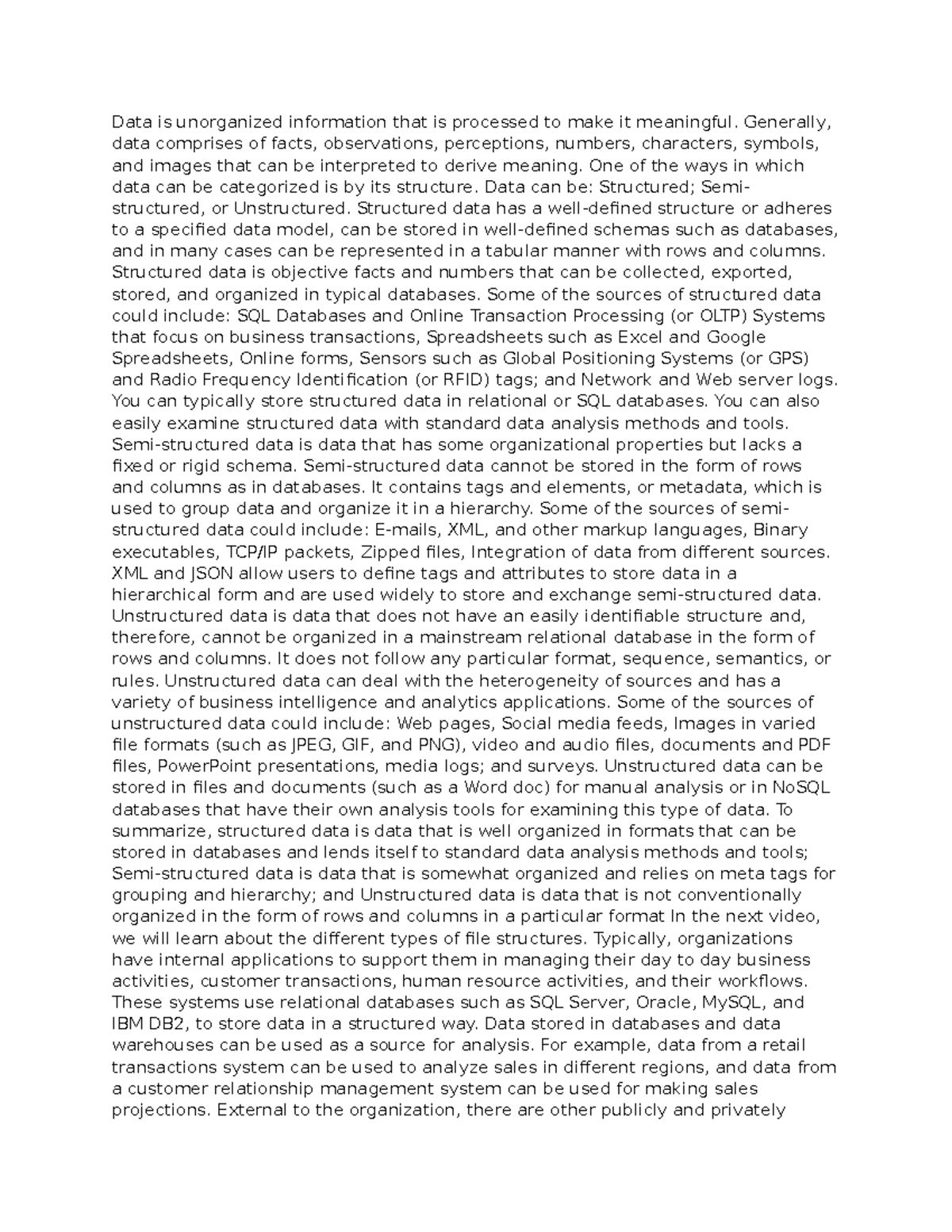 Analyzing Unstructured and Structured Data for Business Insights - Data ...
