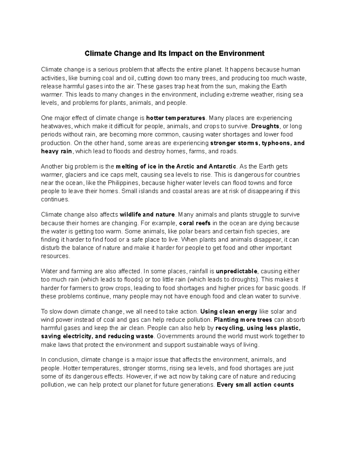 Climate Change and Its Impact on the Environment - It happens because ...