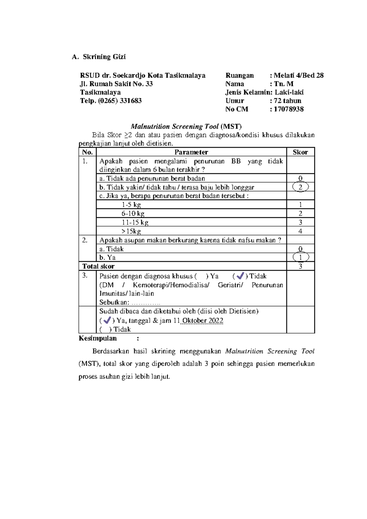PAGT Skrining Gizi dan Asuhan pada Pasien Hernia Inguinalis (HIL) - Studocu