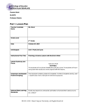 [Solved] Write a 350500 word reflection on the design of your lesson ...