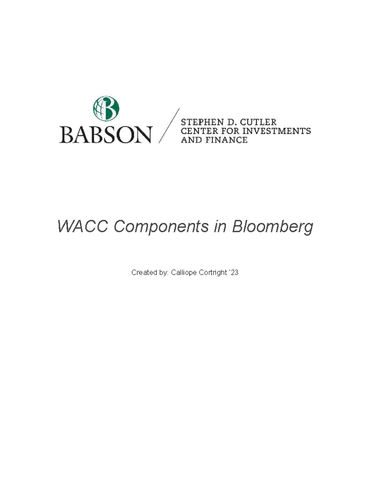 WACC Components Analysis Using Bloomberg Tutorial - Studocu