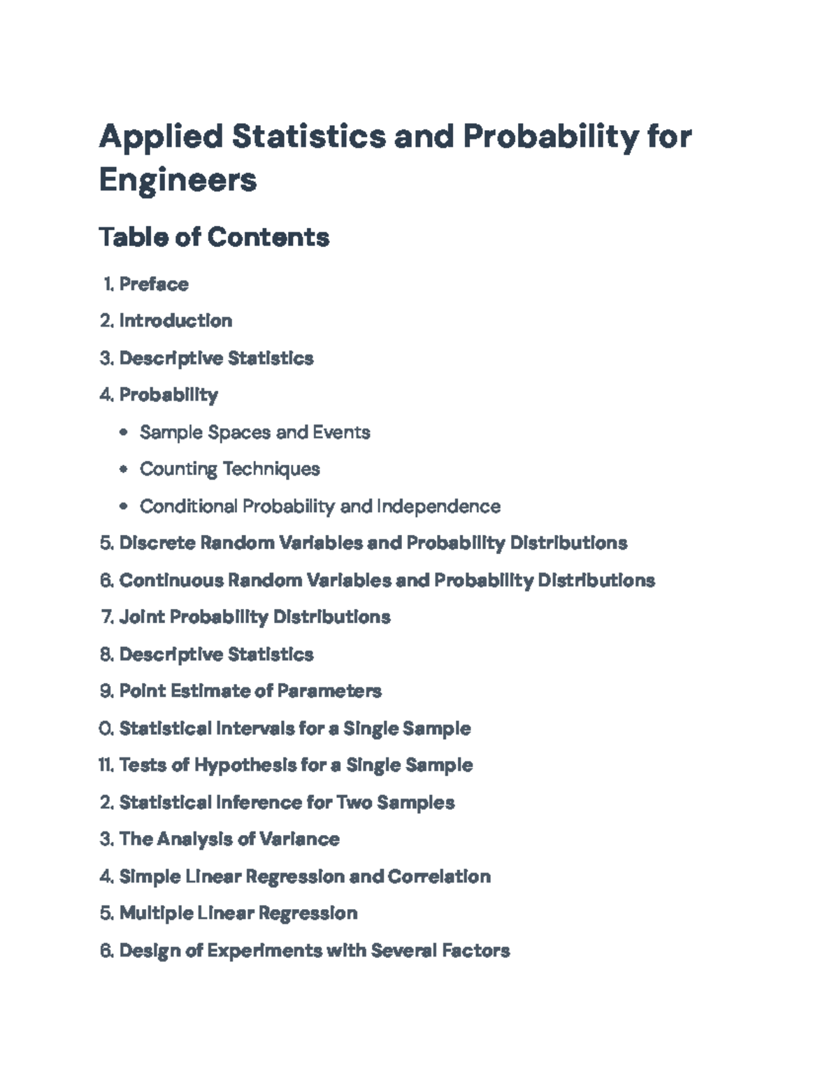 Applied Statistics and Probability for Engineers - Course Overview ...