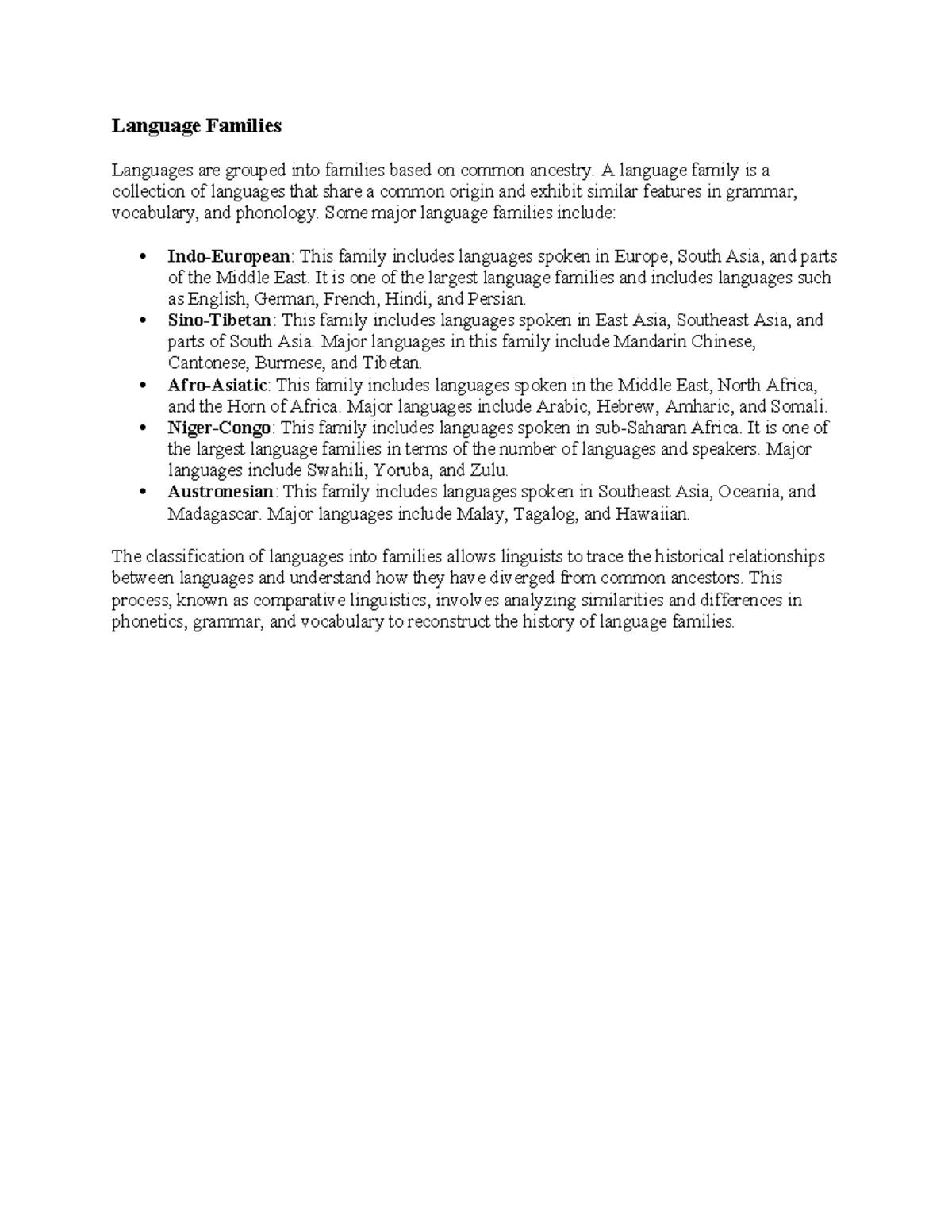 Language Families - Language Families Languages are grouped into ...