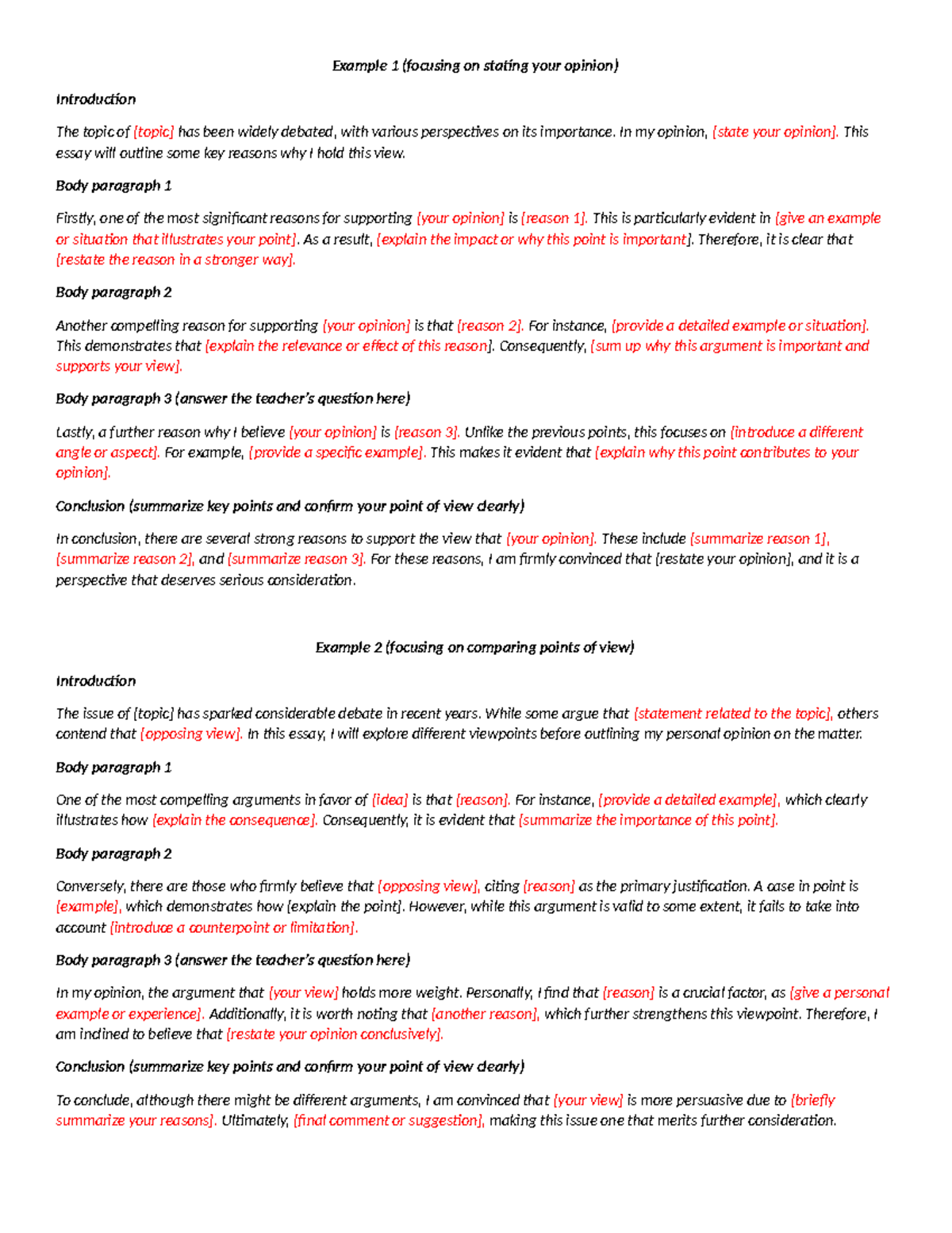 B2 First Essay Templates: Opinion & Comparison Strategies - Studocu