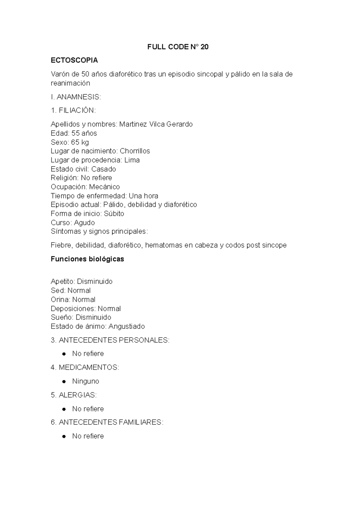 FULL CODE 20 ANÁLISIS DE CASO: LEUCEMIA AGUDA Y SLT - Studocu