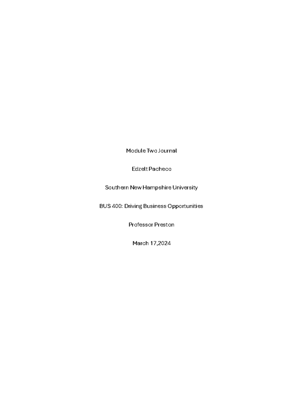 BUS 400 - Module Two Journal: Strategies for Competitive Advantage ...