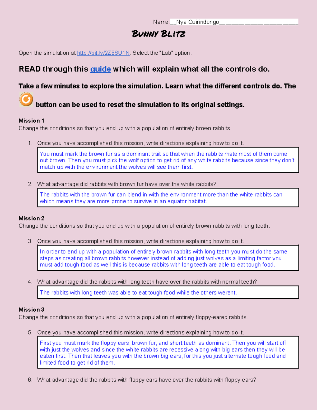 Copy of Ph ET Bunny Blitz Simulation Guide and Mission Details - Studocu