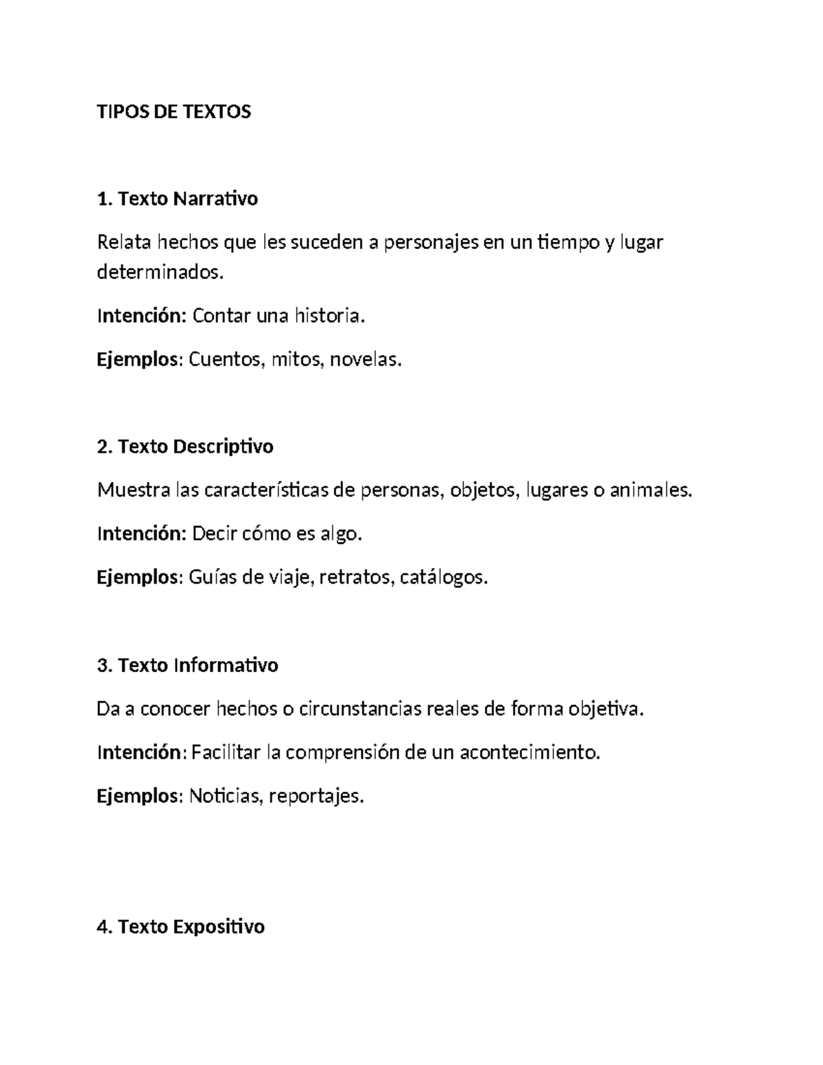 TIPOS DE TEXTOS: Narrativo, Descriptivo, Informativo y Más - Studocu