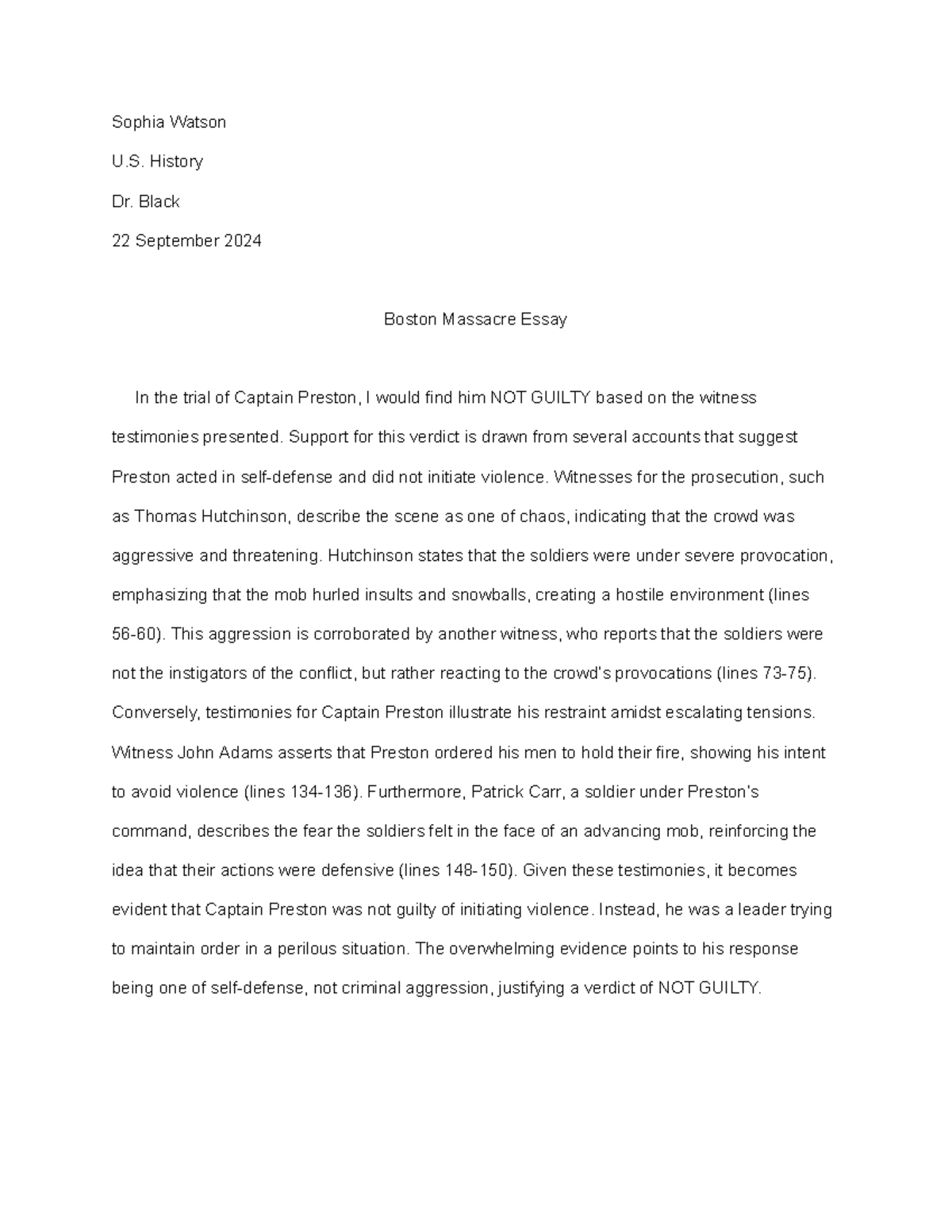 Boston Massacre History - Sophia Watson U. History Dr. Black 22 ...