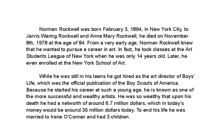 Norman Rockwell: Life, Art, and Legacy (1894-1978) - Studocu