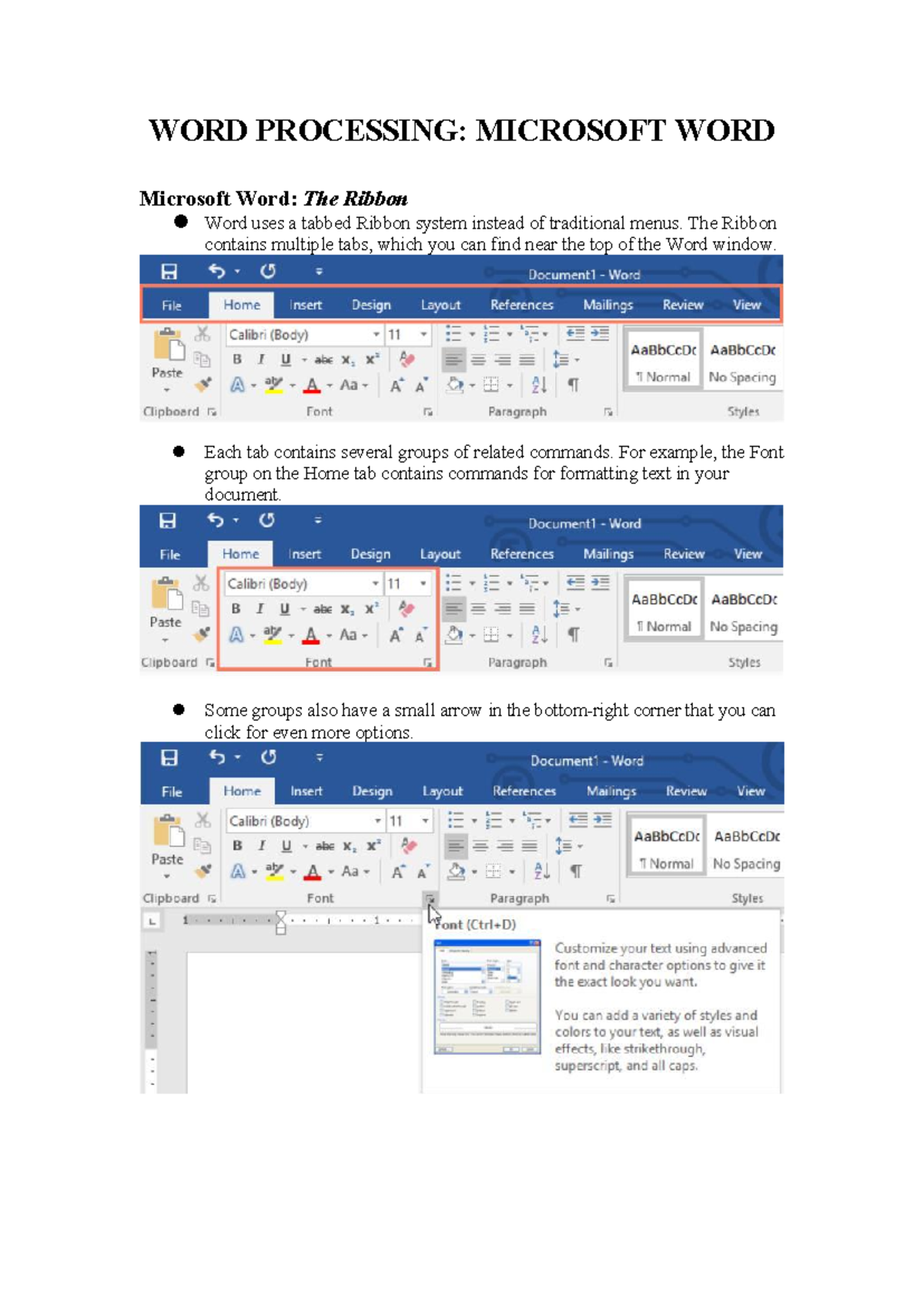 Word Processing about Microsoft Word - WORD PROCESSING: MICROSOFT WORD ...