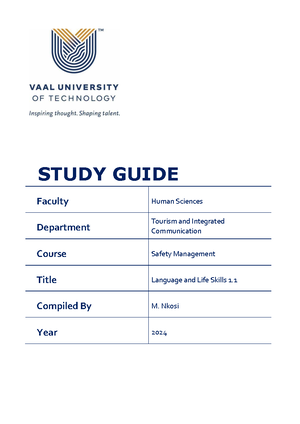 VUT - Diploma in safety management - Studocu