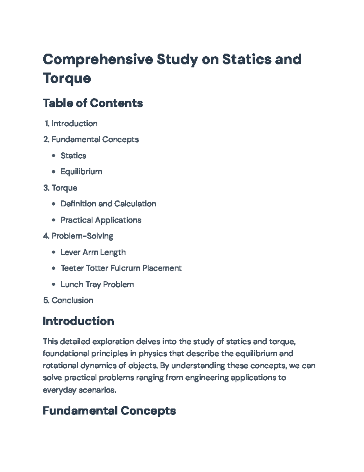 Understanding Statics & Torque: Concepts and Applications in Physics ...