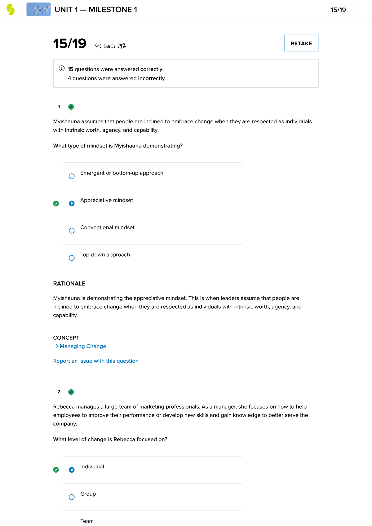 MGT 101: Unit 1 Milestone 1 - Exploring Change Management Concepts - Studocu