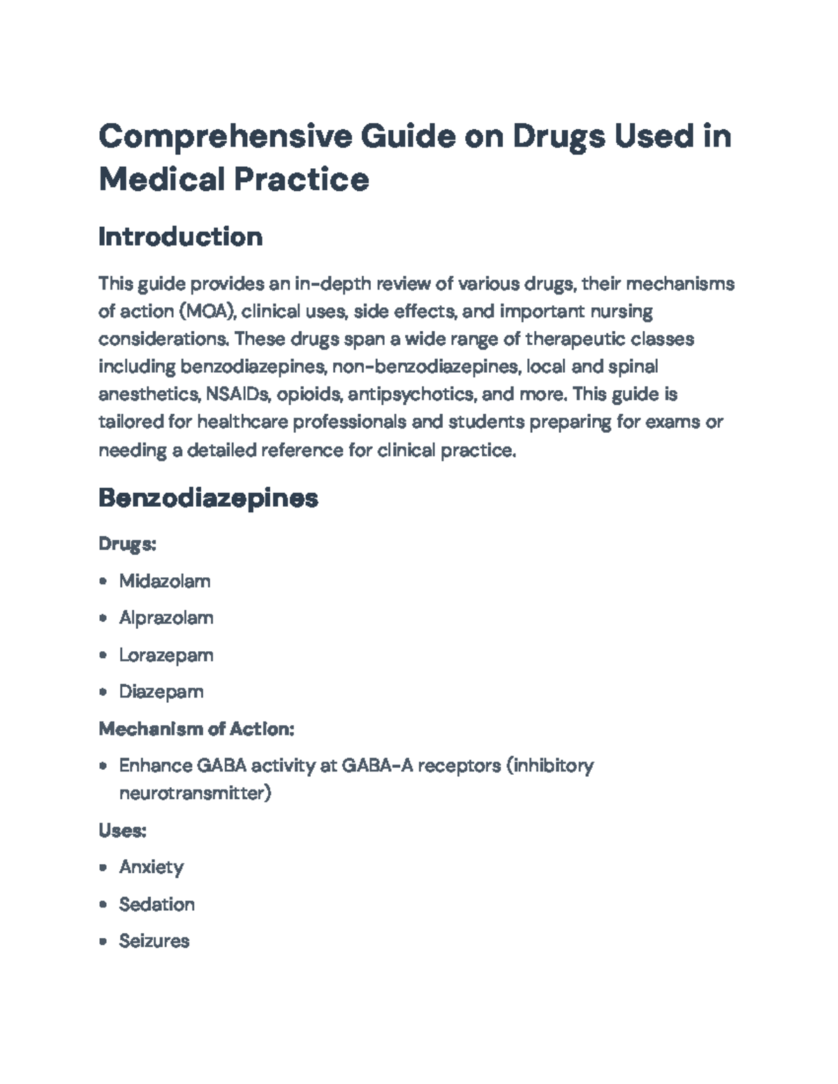 Comprehensive Drug Guide for Healthcare Professionals and Students ...