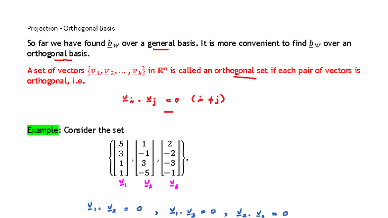 Week 10 - Tutorial on Projection and Orthogonal Basis - Studocu