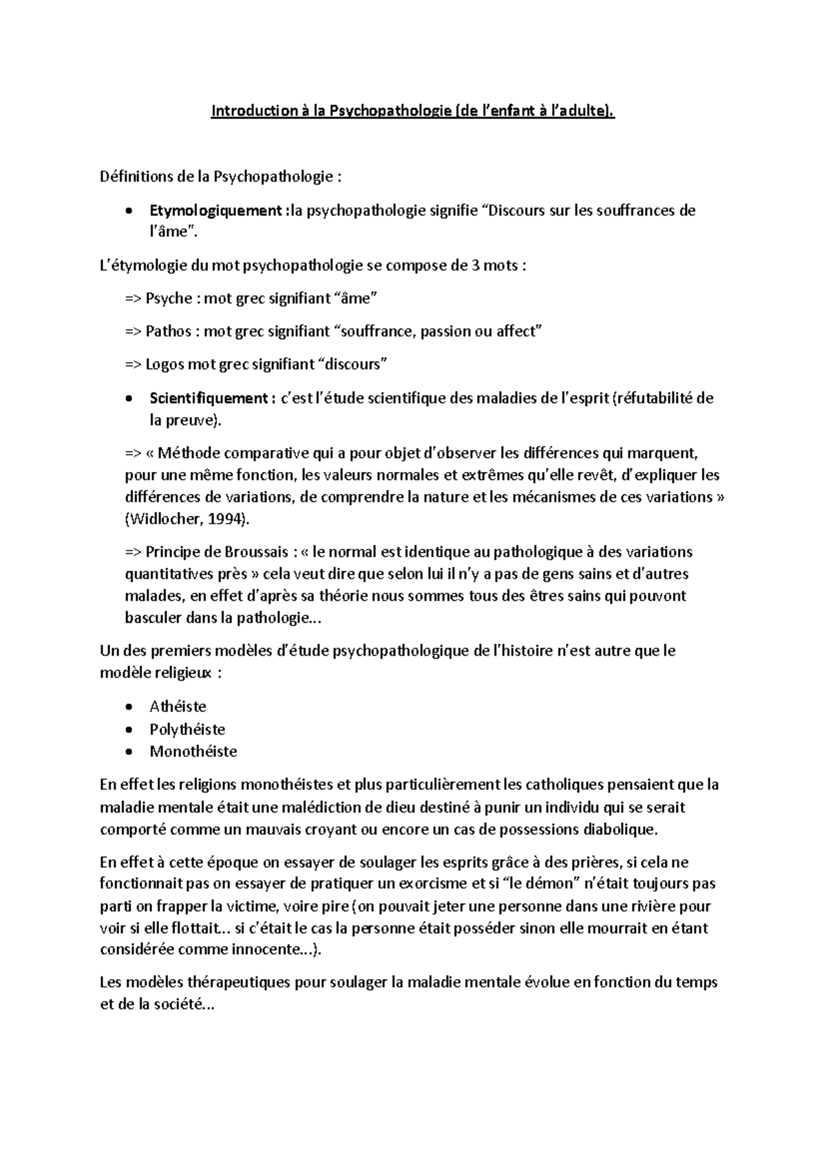 Psychopathologie - cours de l1 - Warning: TT: undefined function: 32 Warning: TT: undefined ...