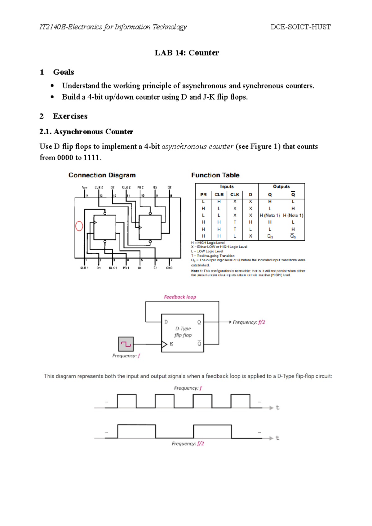 Group 6 Lab 14 - 4-Bit Counter Design using Flip Flops - Studocu