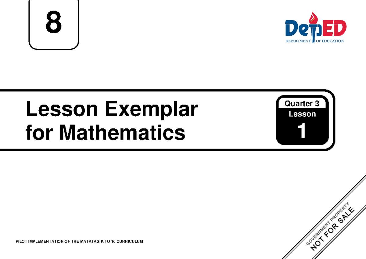 Q3 LE Mathematics 8 Lesson Exemplar: Expressions & Equations - Studocu
