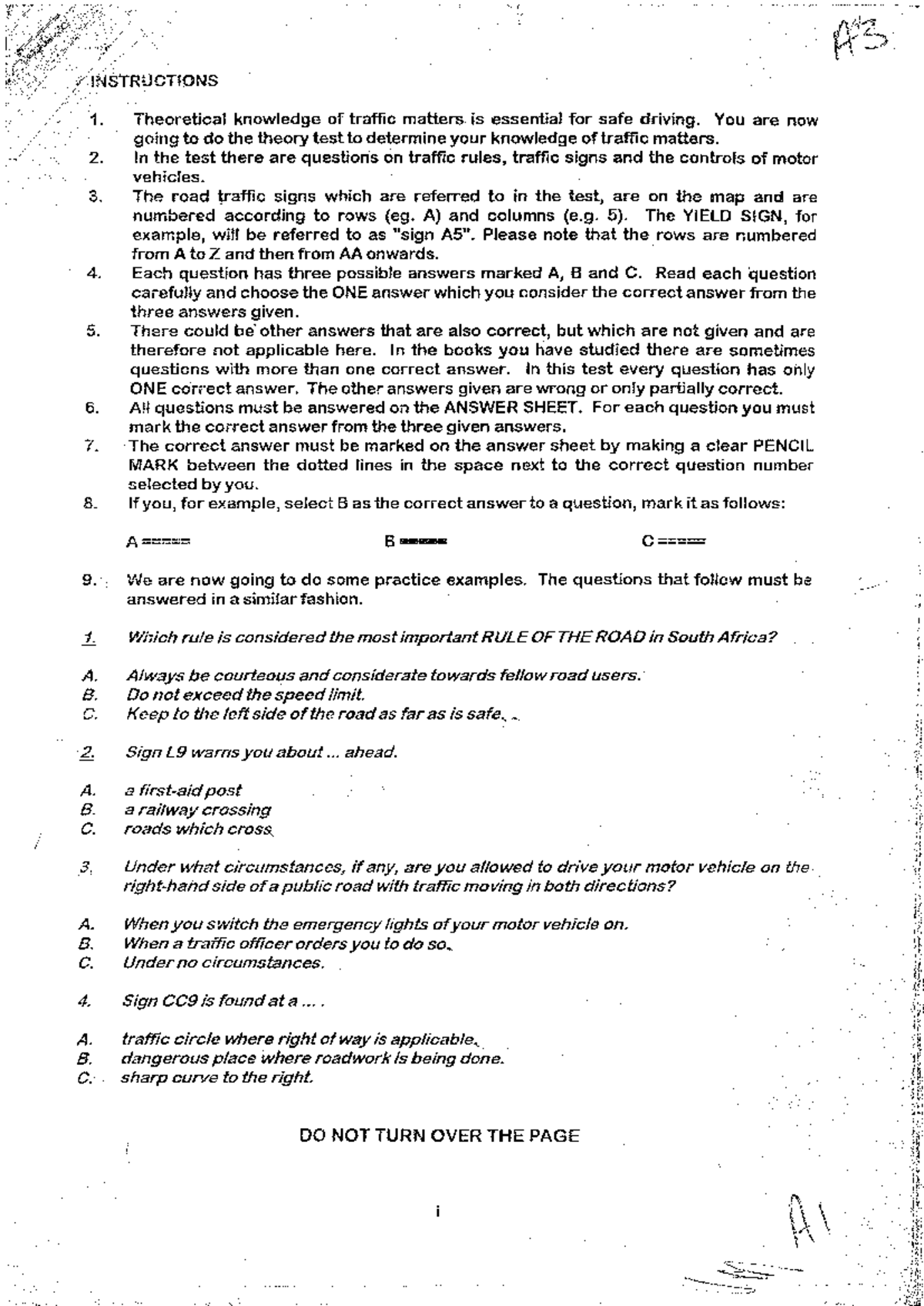 Test 1 - Learner's Permit Theory Exam (Traffic Rules & Signs) - Studocu