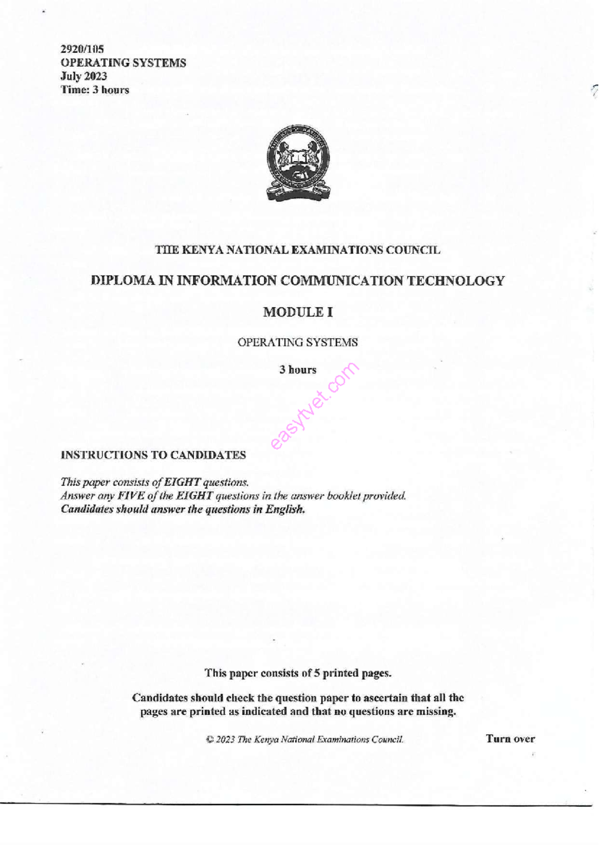 2023j - Diploma in ICT test paper questions - certificate in ICT - Studocu