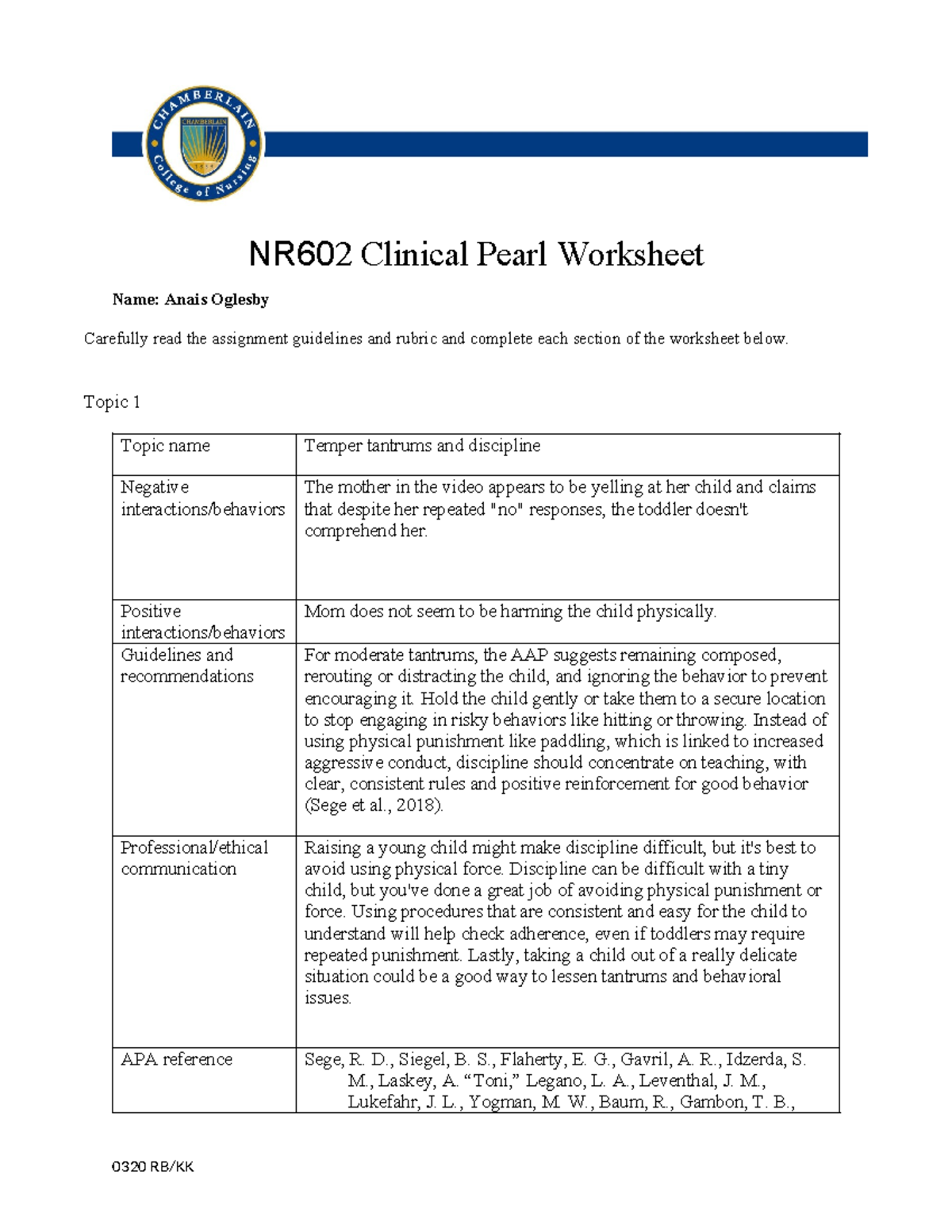 NR602 W2 Clinical Pearl Worksheet: Child Discipline & Safety Insights ...