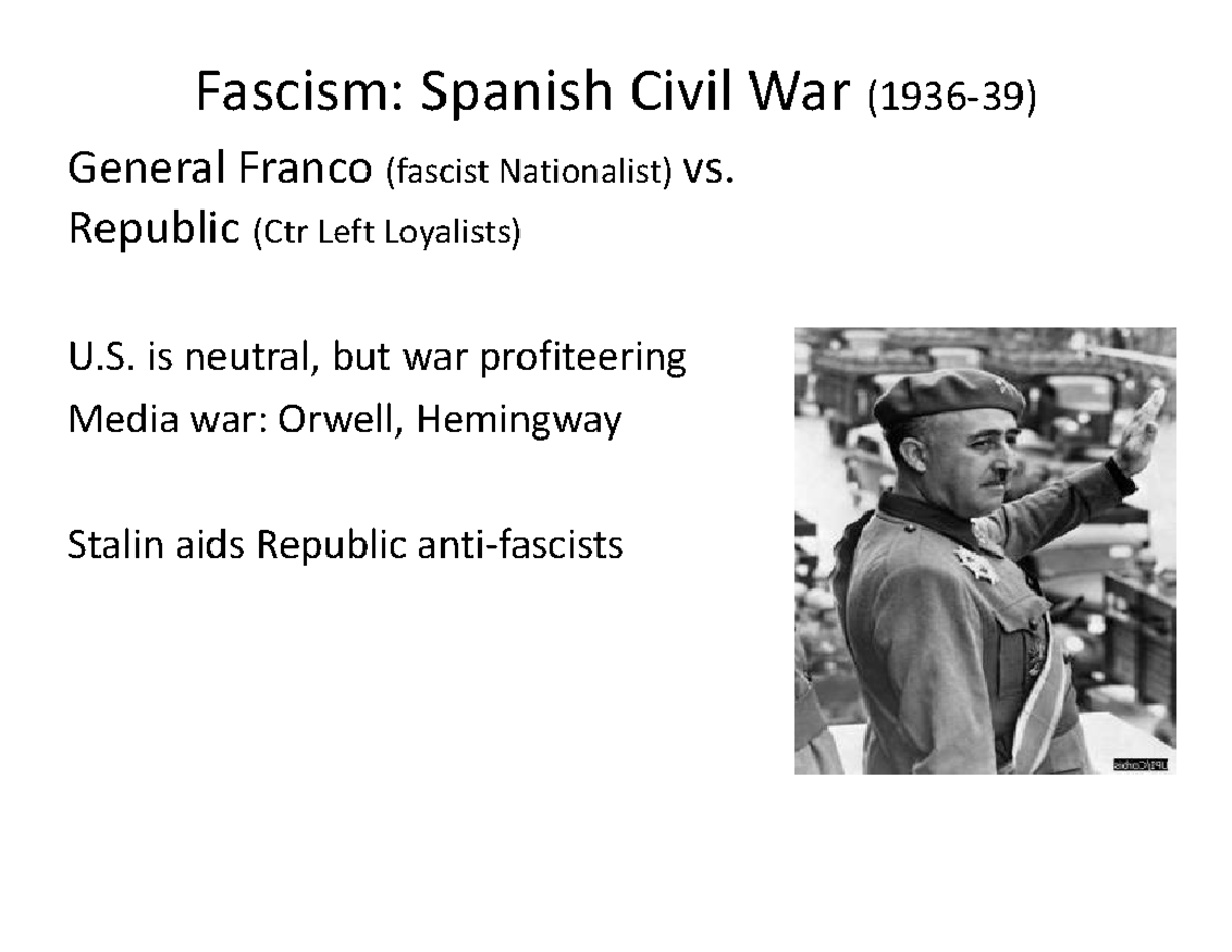 Fascism and the Road to War: Spanish Civil War & WWII Context (HIST ...