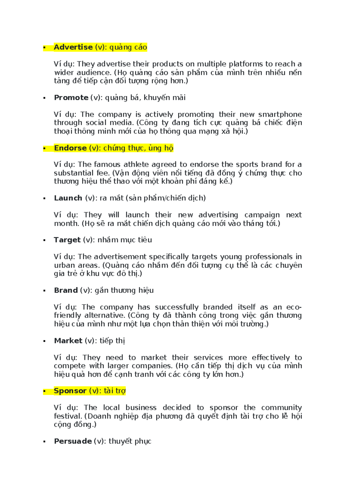 Advertising Vocabulary and Concepts: Key Terms and Examples - Studocu
