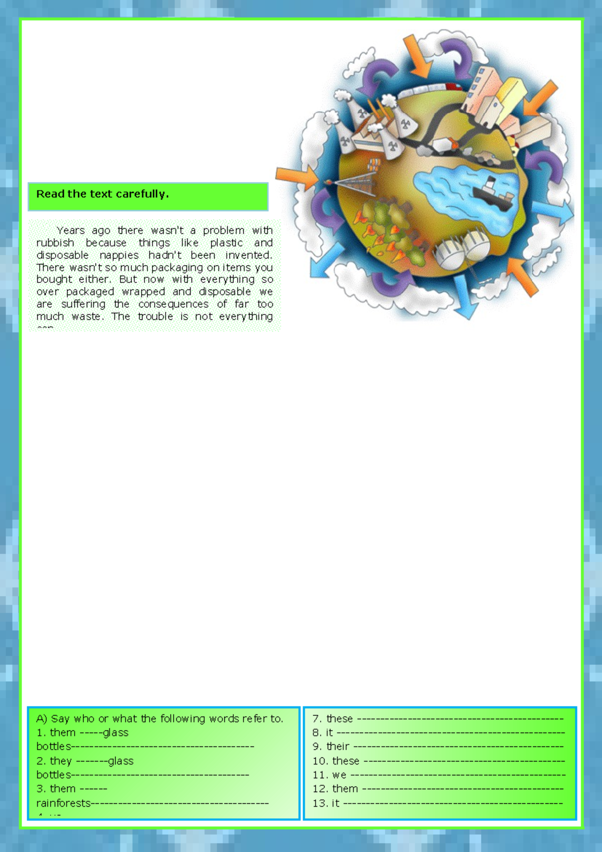 Reading Comprehension Exercises on Environmental Issues 6150 - Studocu