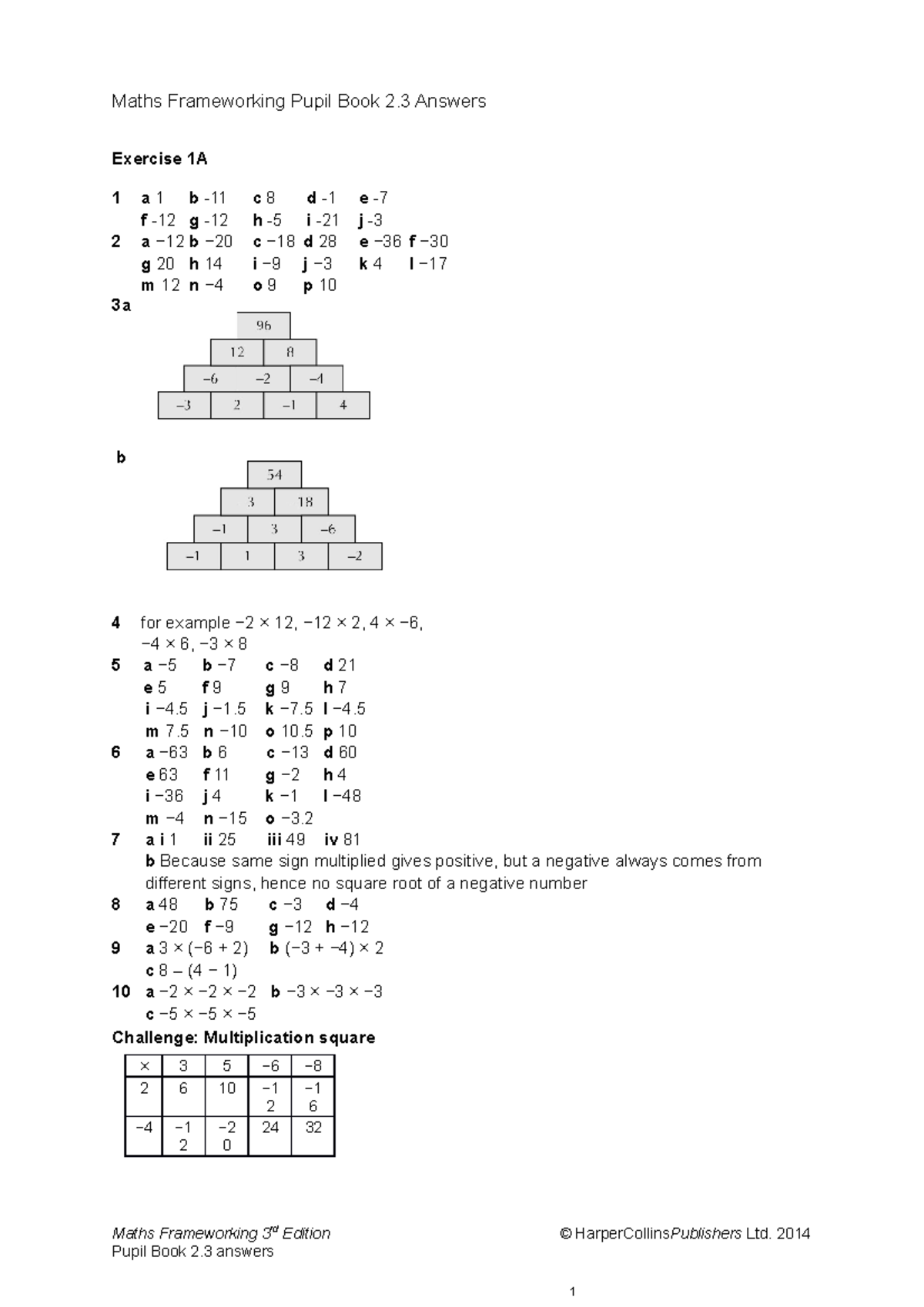 Maths Frameworking 2.3: Pupil Book Answers and Solutions - Studocu