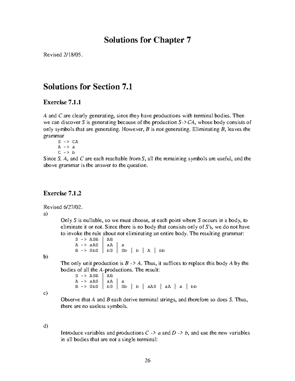 Introduction to Automata Theory Languages and Computation Solutions ...