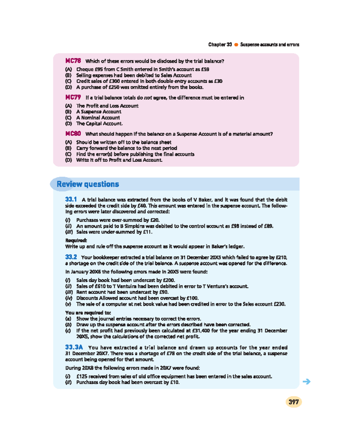 Chapter 33: Suspense Accounts and Errors - MC78 to MC80 Analysis - Studocu